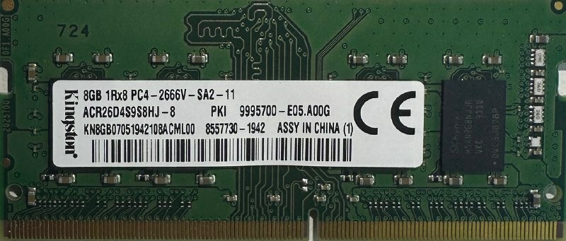 Оперативная память для ноутбука KlNGSTON DDR4 8Gb 2666MHz 1x8 ГБ (ACR26D4S9S8HJ-8)