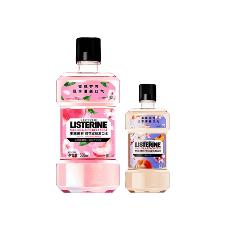 Ополаскиватель для полости рта унисекс Listerine Cool Mint и Cherry Blossom Peach, 500ml*2