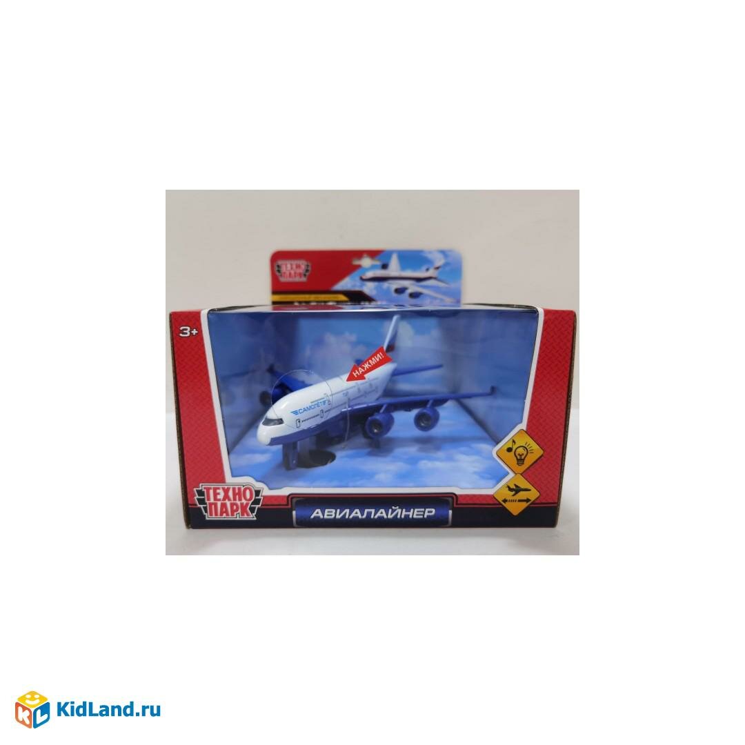 Авиалайнер Технопарк металл свет звук 22 см инерция 1706C158-R 3+