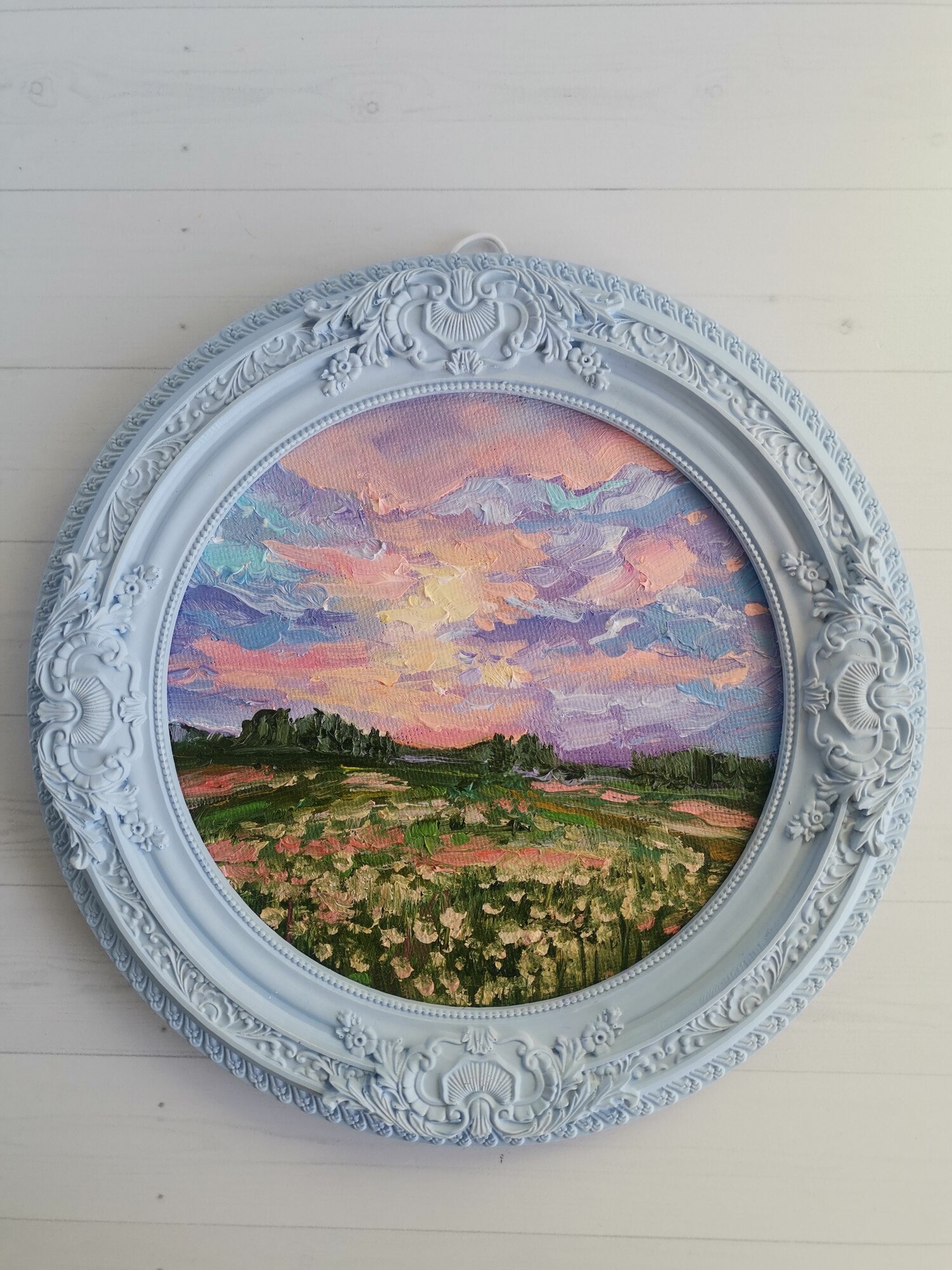 Картина маслом БрусникаАрт круглая Поляна