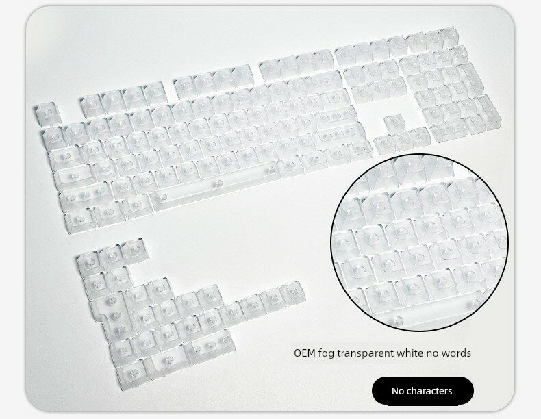 Комплект матовых черных прозрачных кейкапов OEM (пять сторон), без гравировки, с фронтальной или боковой гравировкой,