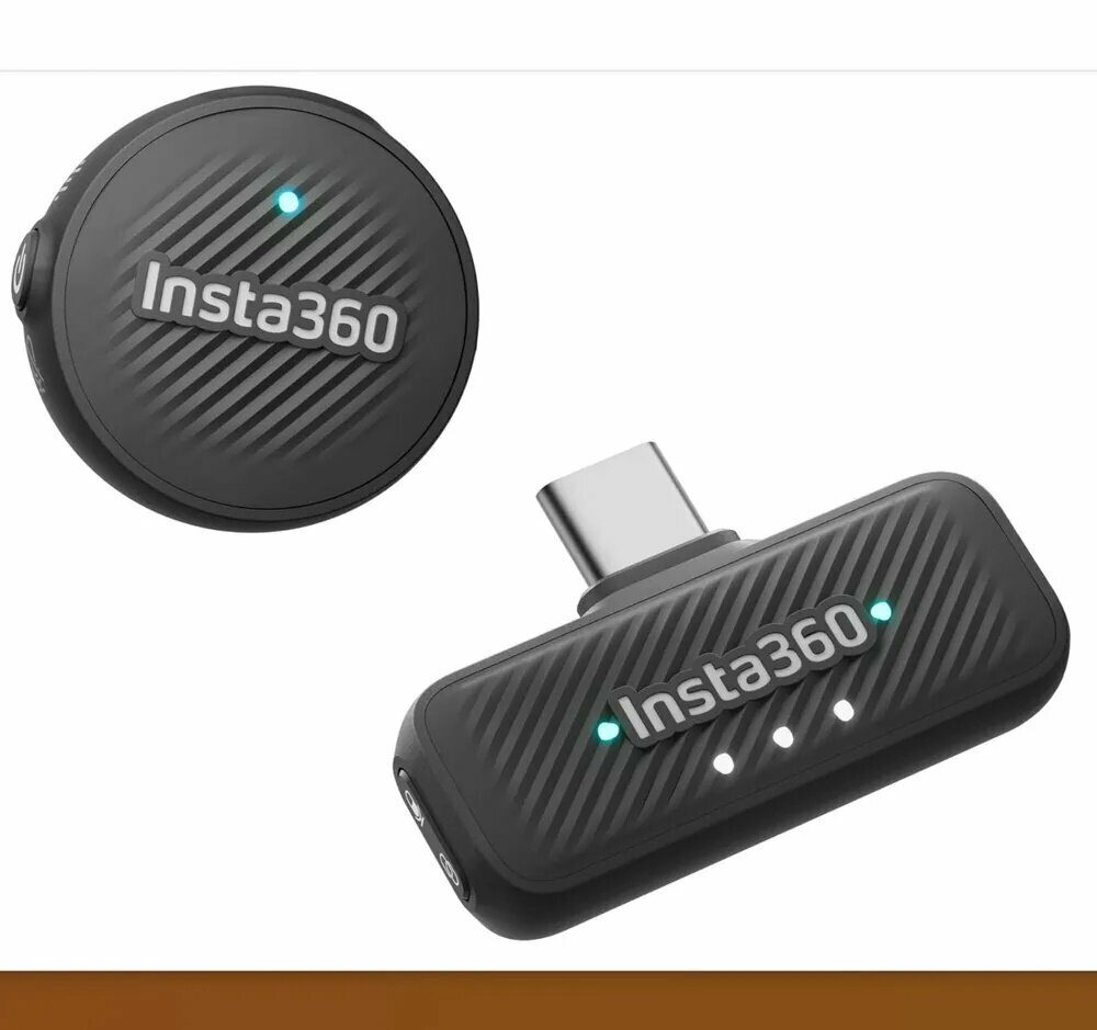 Insta360 Микрофон Беспроводной микрофон Insta360 Mic Air (1 передатчик + 1 приёмник), шумоподавление, радиус действия 300 м, для iPhone/Android/ПК/Mac с портом USB-C, видеоблогов, стриминга, черно-серый