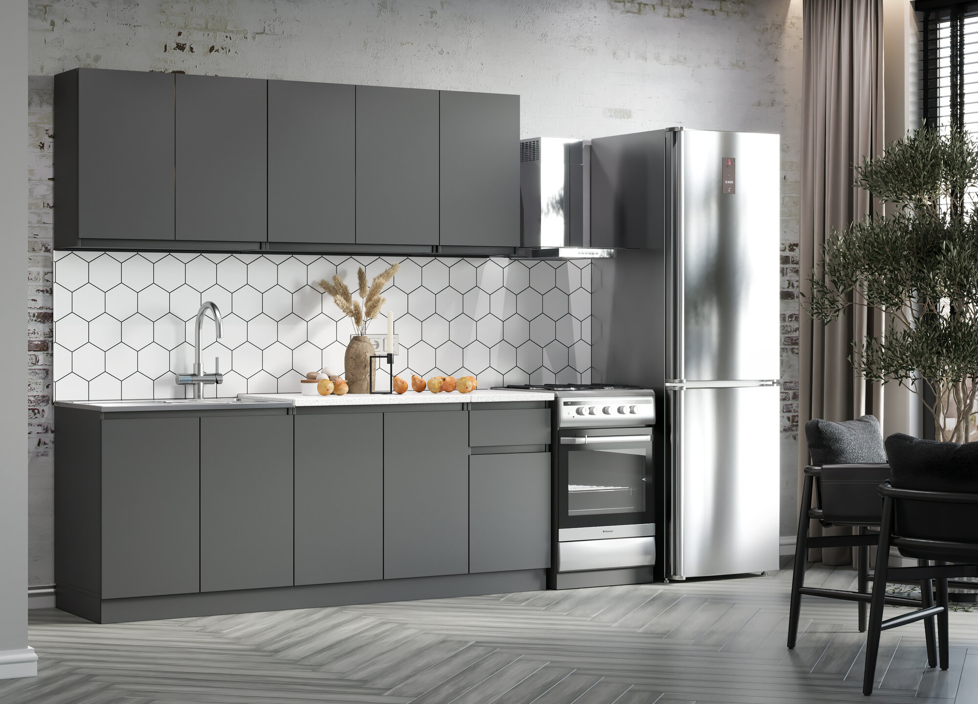 Кухонный гарнитур "Стиль" 2,0 м, Графит