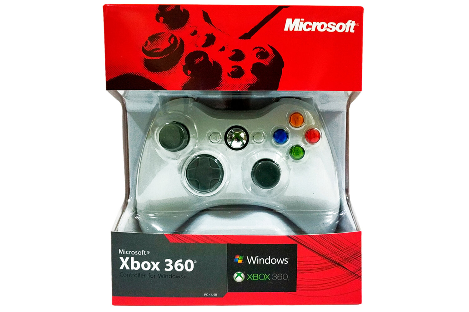 Джойстик проводной XBox 360 White (красная упаковка)