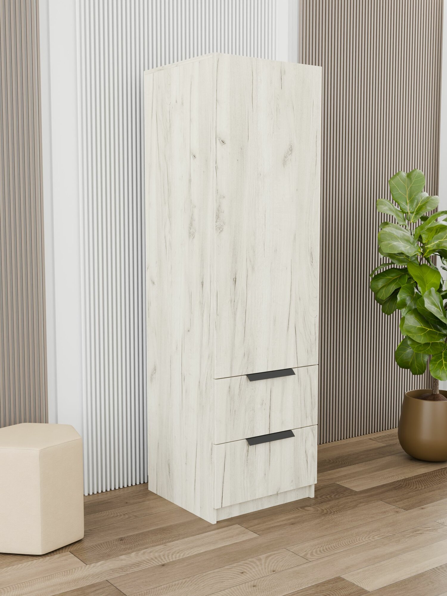 Изумлит Шкаф-пенал Компакт 170х50х49 см, дуб крафт белый