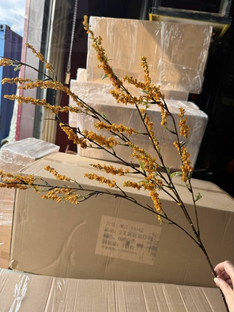 Ива форзиция искусственная пасхальная весенняя оранжевая для декора интерьера 85 см флористическая