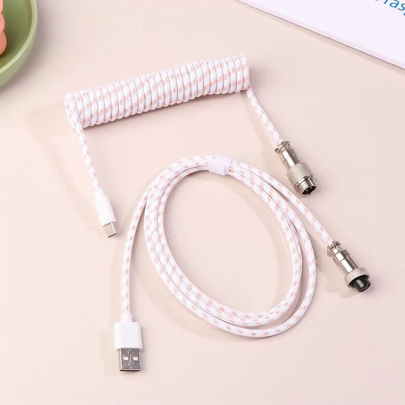 Кабель для компьютерной периферии USB Type-C/USB Type-A, белый, светло-розовый