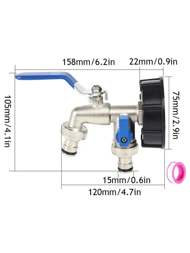 Кран двойной садовый / Кран водоразборный 3/4"