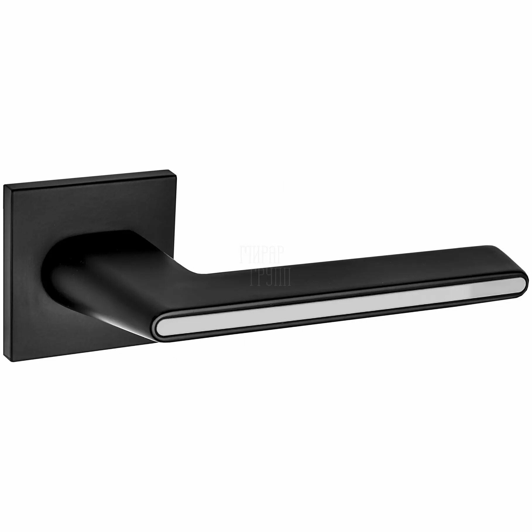 Дверные ручки Puerto (Пуэрто) "Романо", серия SLIM INAL 556-03 (slim) на тонком квадратном основании черный - белый