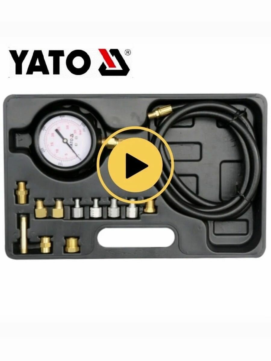 Датчик давления масла YATO 0-500 psi, 0-35 bar, 11 адаптеров, в кейсе, YT-73030