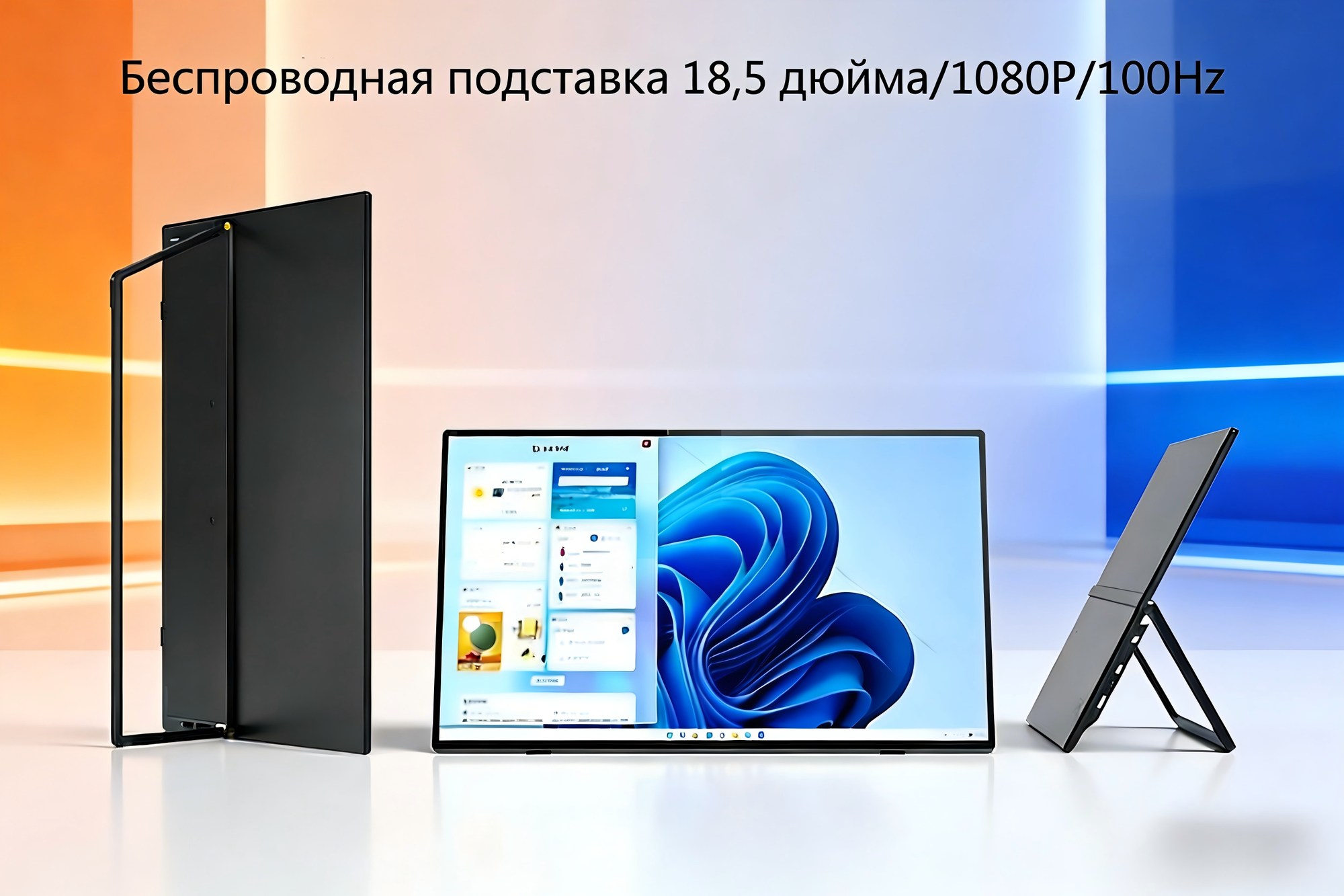 Мониторная подставка "Тонкая серия", 18.5", беспроводная поддержка, 1080Р, 100Гц, черный