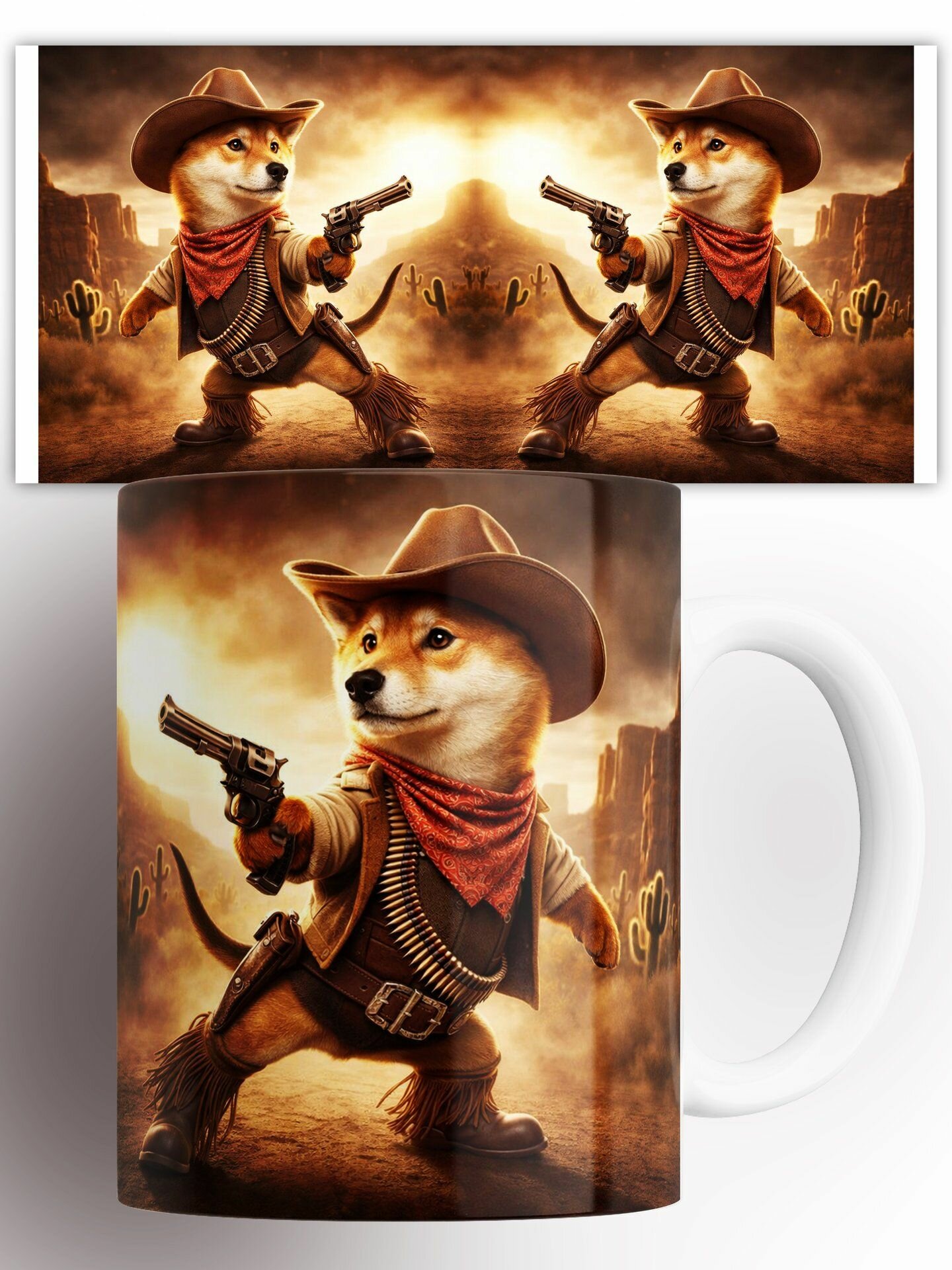 Кружка Ковбой Сиба-ину, объем 330 мл, материал керамика, 1 шт.