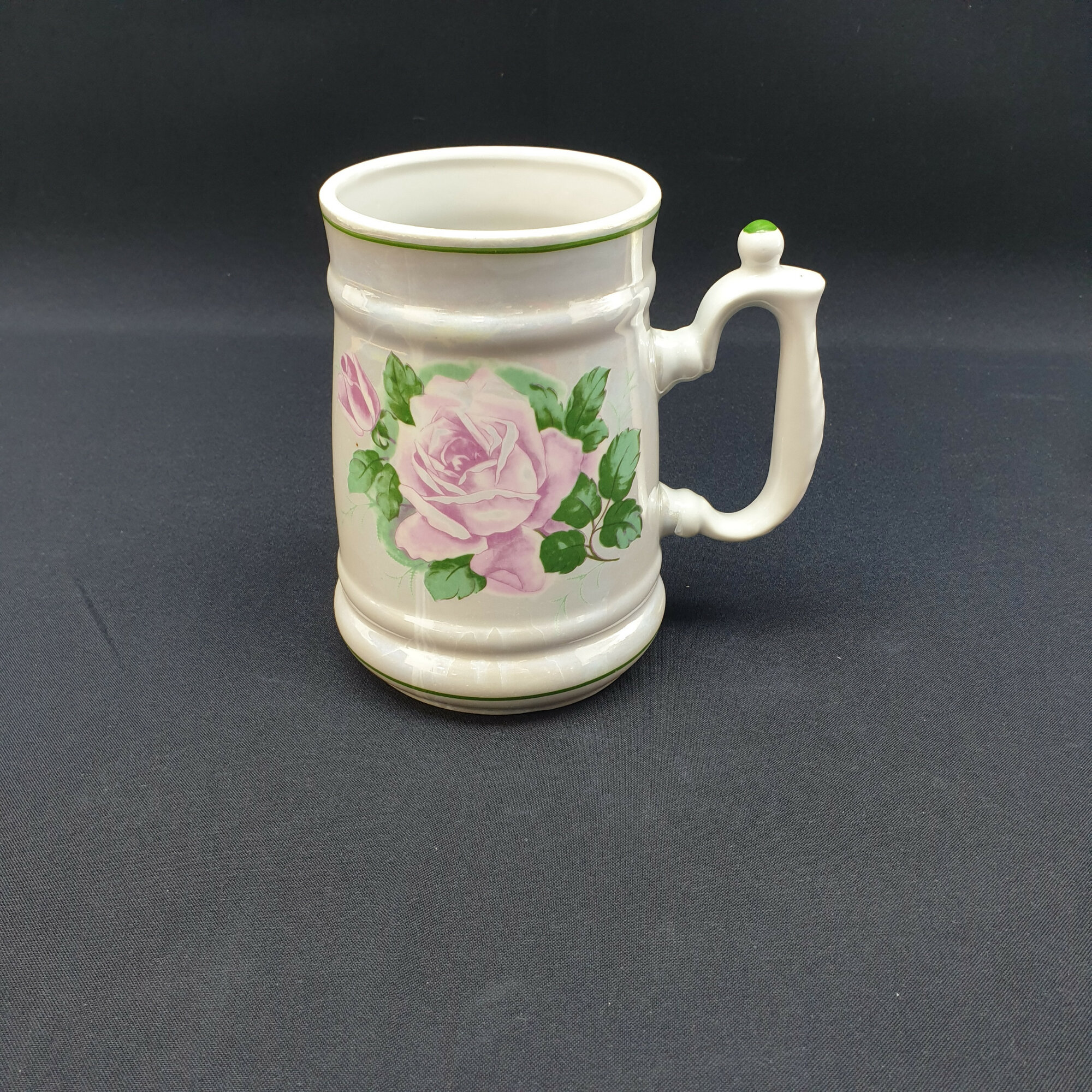 Винтажная пивная кружка Вербилки, керамика деколь 1 л, винтаж СССР