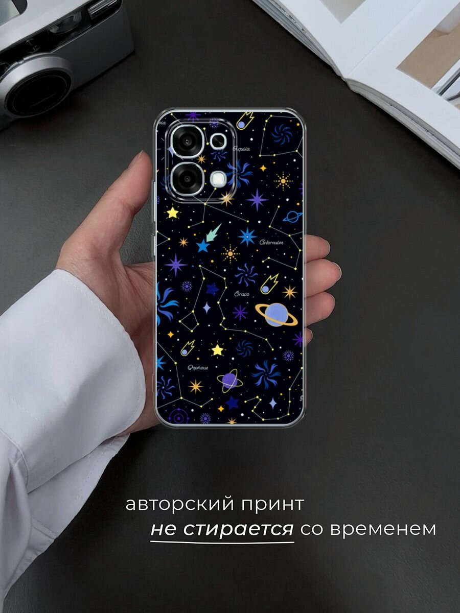 Силиконовый чехол на Oppo A6 Pro / Оппо A6 Про с принтом Цветной космос — фото 1