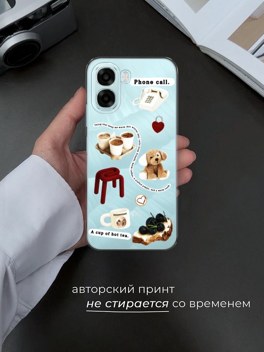 Чехол на Oppo A6x / Оппо A6x с принтом Phone call, прозрачный — фото 1