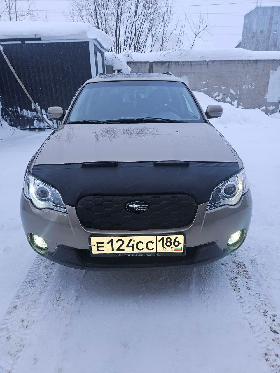 Утеплитель радиатора и бампера для Subaru Outback Субару Оутбек 2006- 2009 III Рестайлинг Без дефлектора на капот