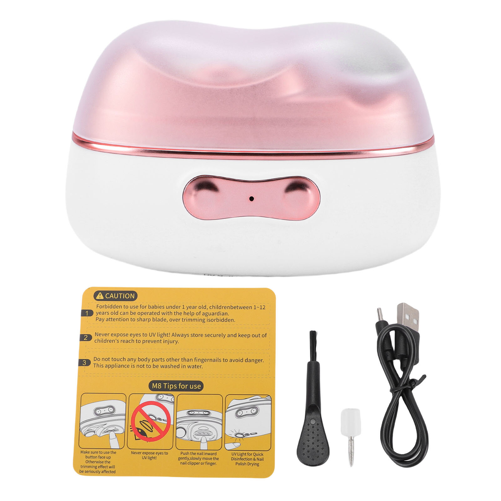 Электрическая машинка для стрижки ногтей-полировщик с лампой для отверждения 395 нм, триммер для ногтей 4 в 1 для обрезки, шлифовки, полировки белого цвета