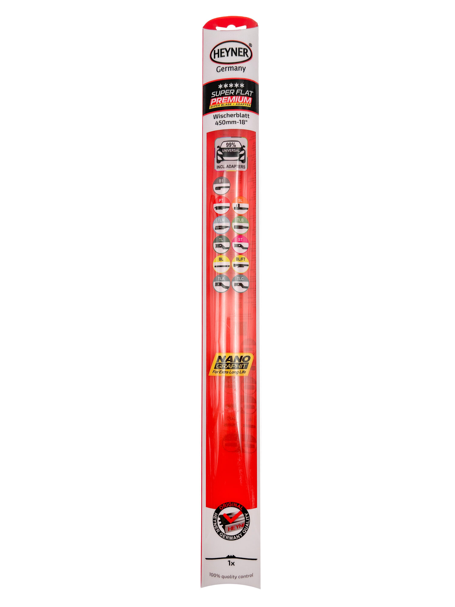 Щетка стеклоочистителя SUPER FLAT PREMIUM 45см/18" (мультиадаптерная, бескаркасная) - Heyner арт. 278 000
