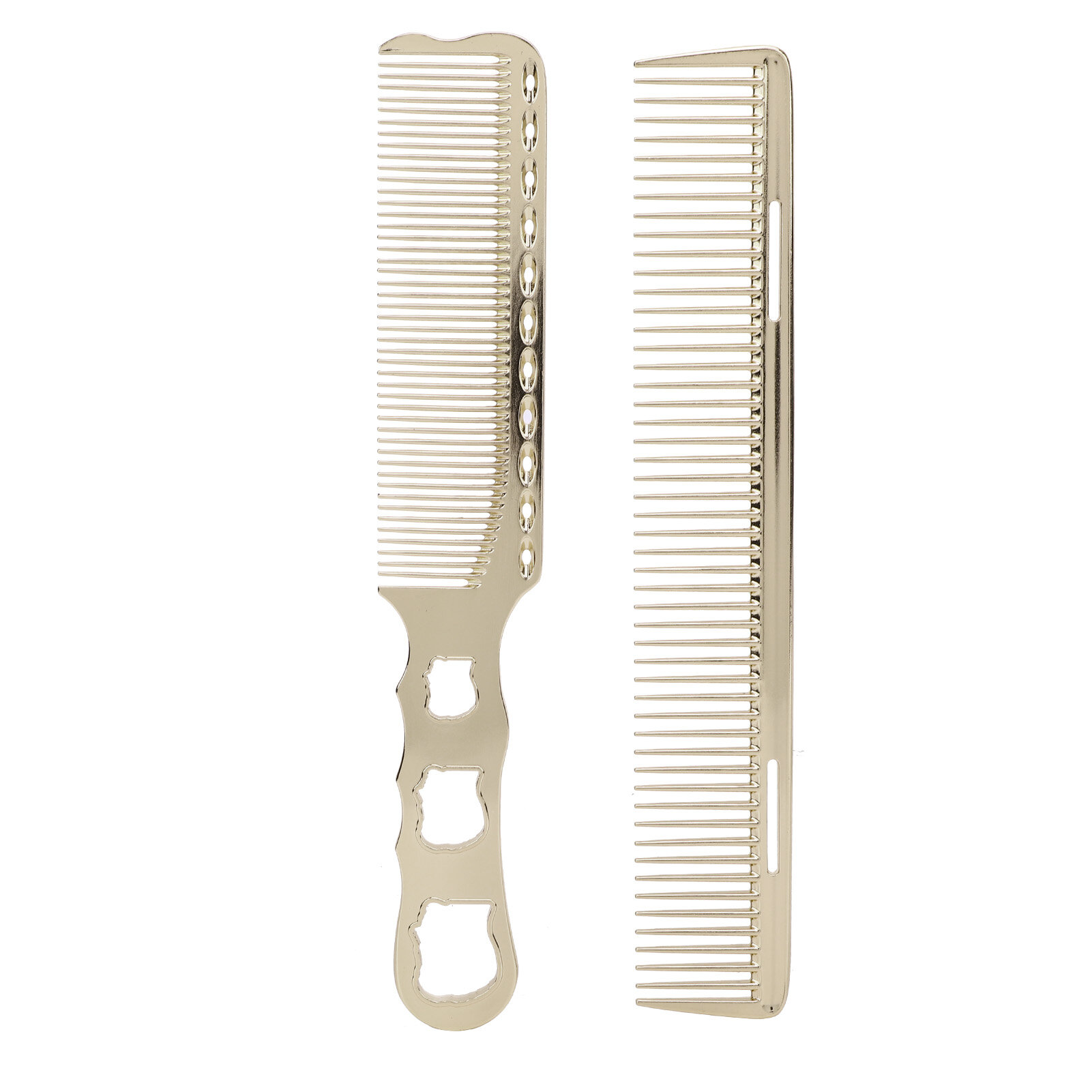 2 алюминиевые расчески для волос с мелким зубом. Термостойкие, металлические, для укладки волос, золото