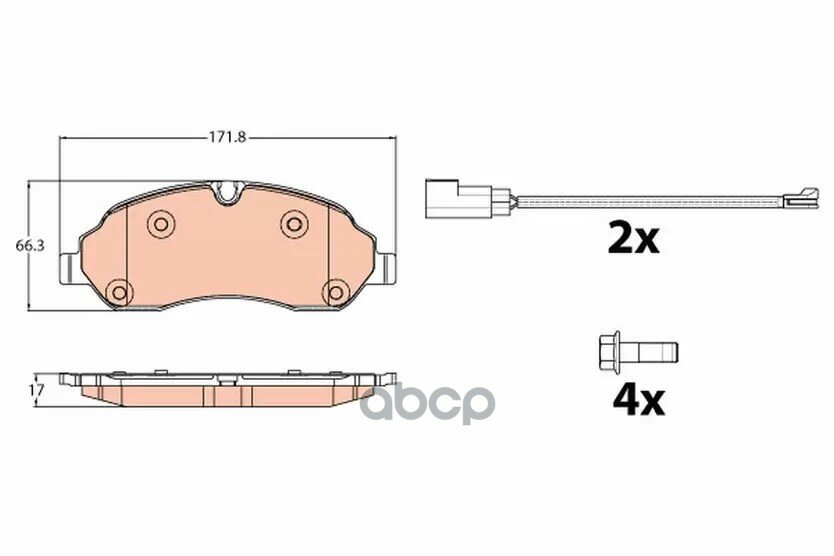 GDB2117 колодки дисковые передние! с антискрип. пластинами Ford Transit VIII all 14> TRW арт. GDB2117