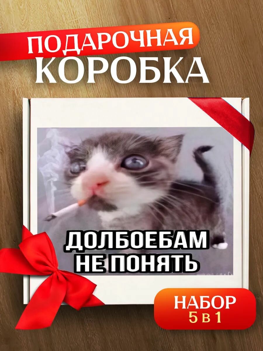 Коробка подарочная мем котики , упаковка для подарка, 1шт, размер 23,5x22,5х10 см