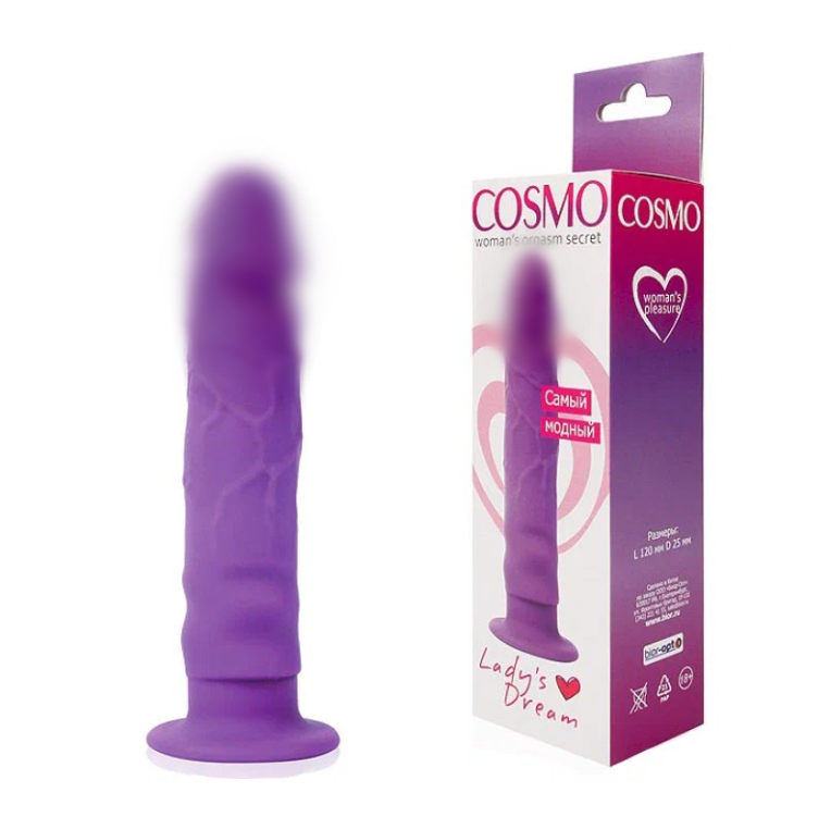 Фаллоимитатор COSMO "Lady's Dream", реалистичный, с присоской, силикон, фиолетовый, 12см