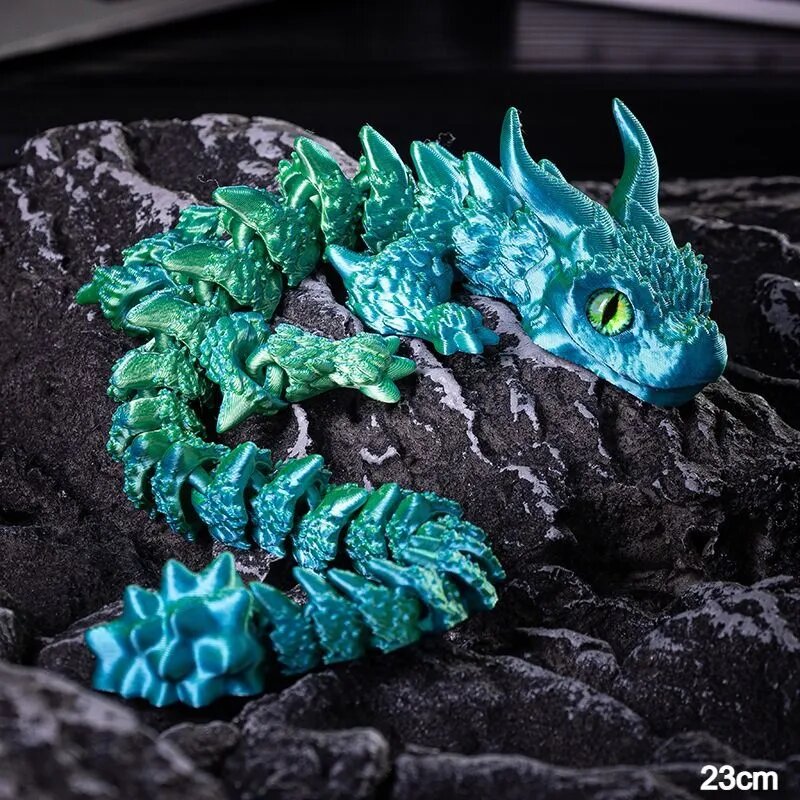 Дракон подвижный 3D игрушка антистресс Анки, гибкая фигурка, бирюзовый цвет