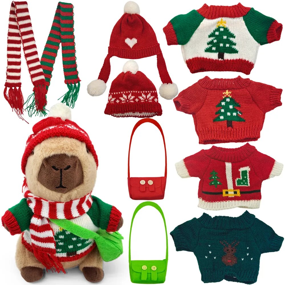 Плюшевая капибара с10 предметами одежды и аксессуарами для девочек и мальчиков Подарок на Хэллоуин