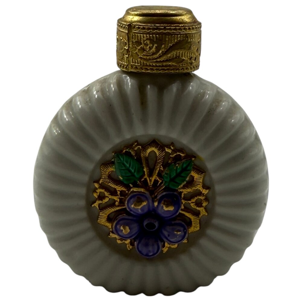 Флакон для парфюма (духов, масла), 5 см, молочное стекло, филигрань, 1960-1970 гг, Чехословакия