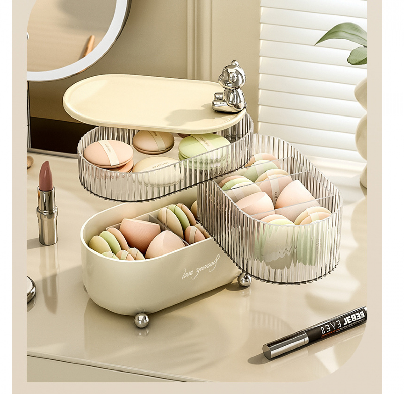 Контейнер-органайзер MyPads выдвижной для хранения косметики и мелочей, прочный пластик, универсальный дизайн