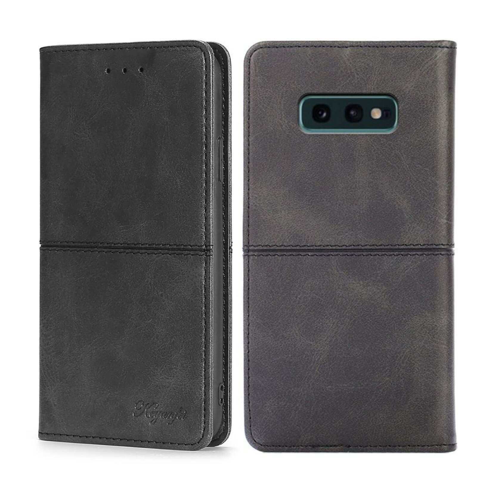 Чехол-книжка MyPads для Samsung Galaxy S10e из натуральной воловьей кожи, черный