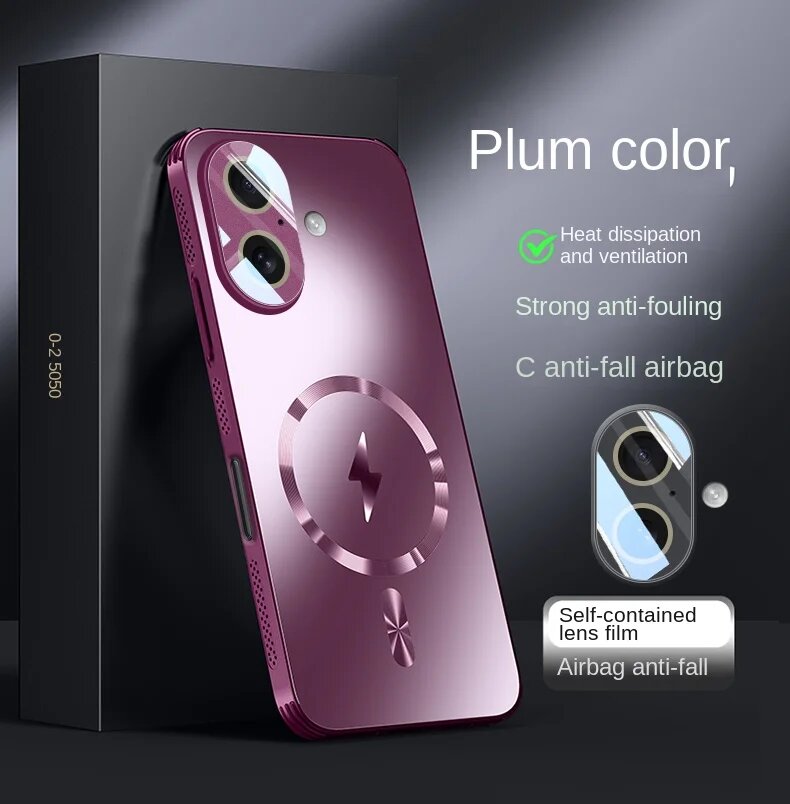 For Apple iphone 16 15 14 13 12 Pro Max Case Hard Magnetic wireless charging Lens Protective Back Cover For iphone 16 15pro Plus