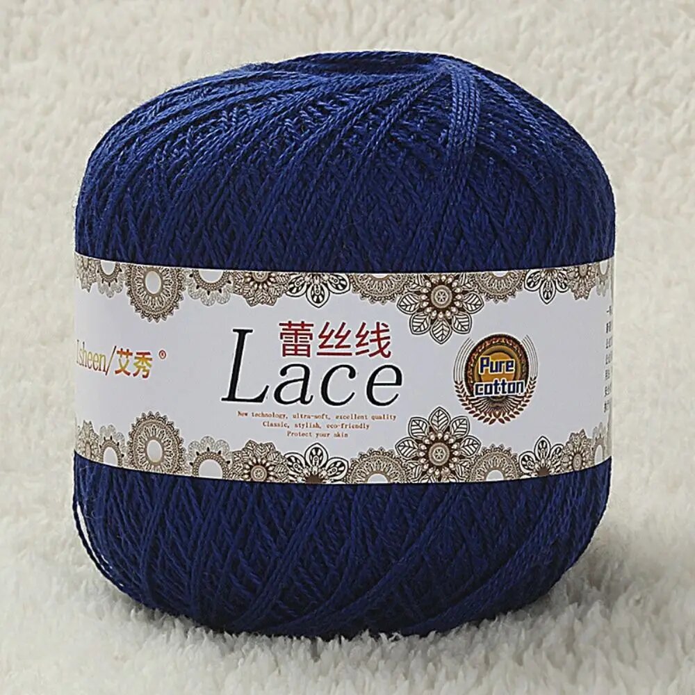 Хлопковая кружевная пряжа 50г Синий, baby blue