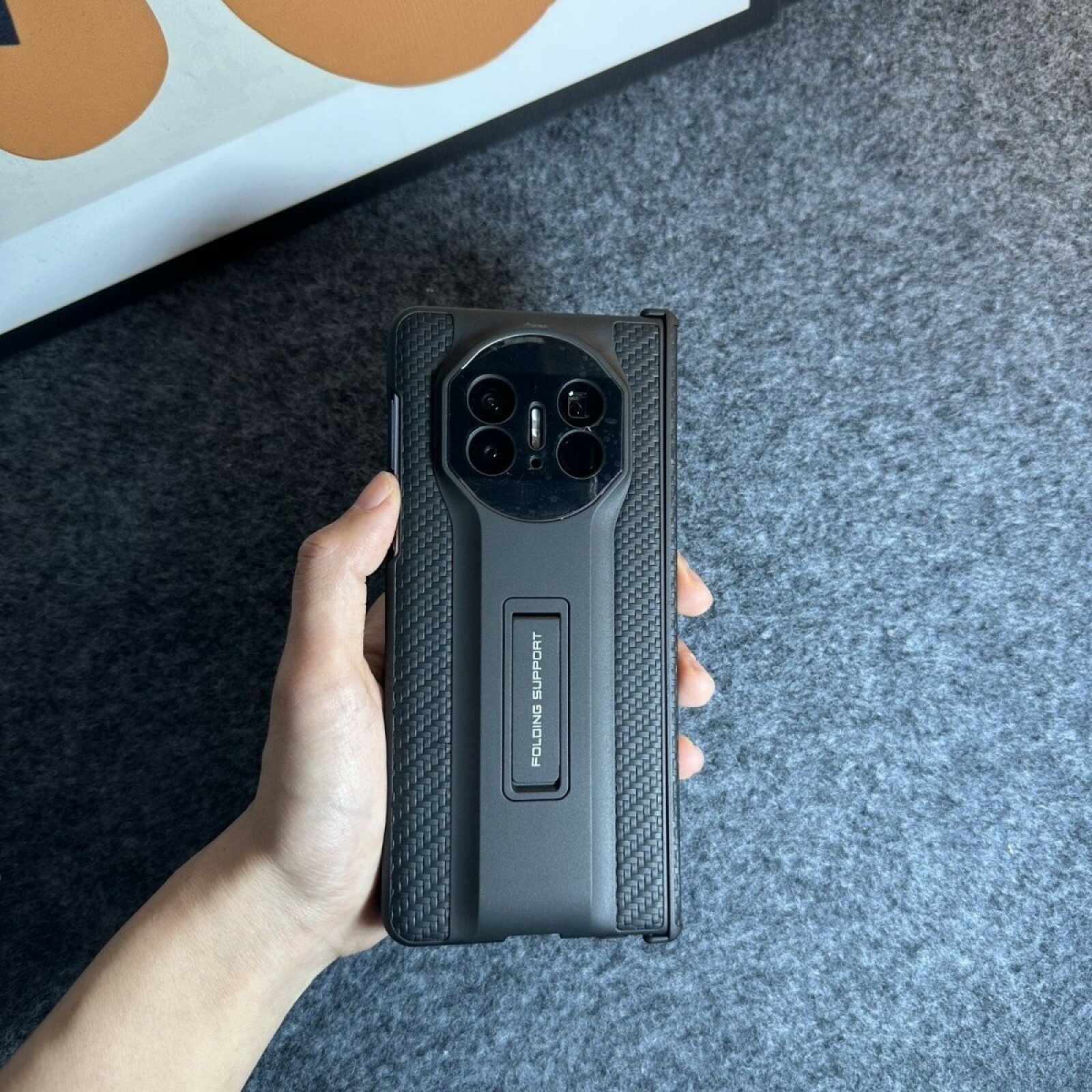 Чехол MyPads для Huawei Mate X3 из искусственной кожи с защитой экрана от подглядывания, черный