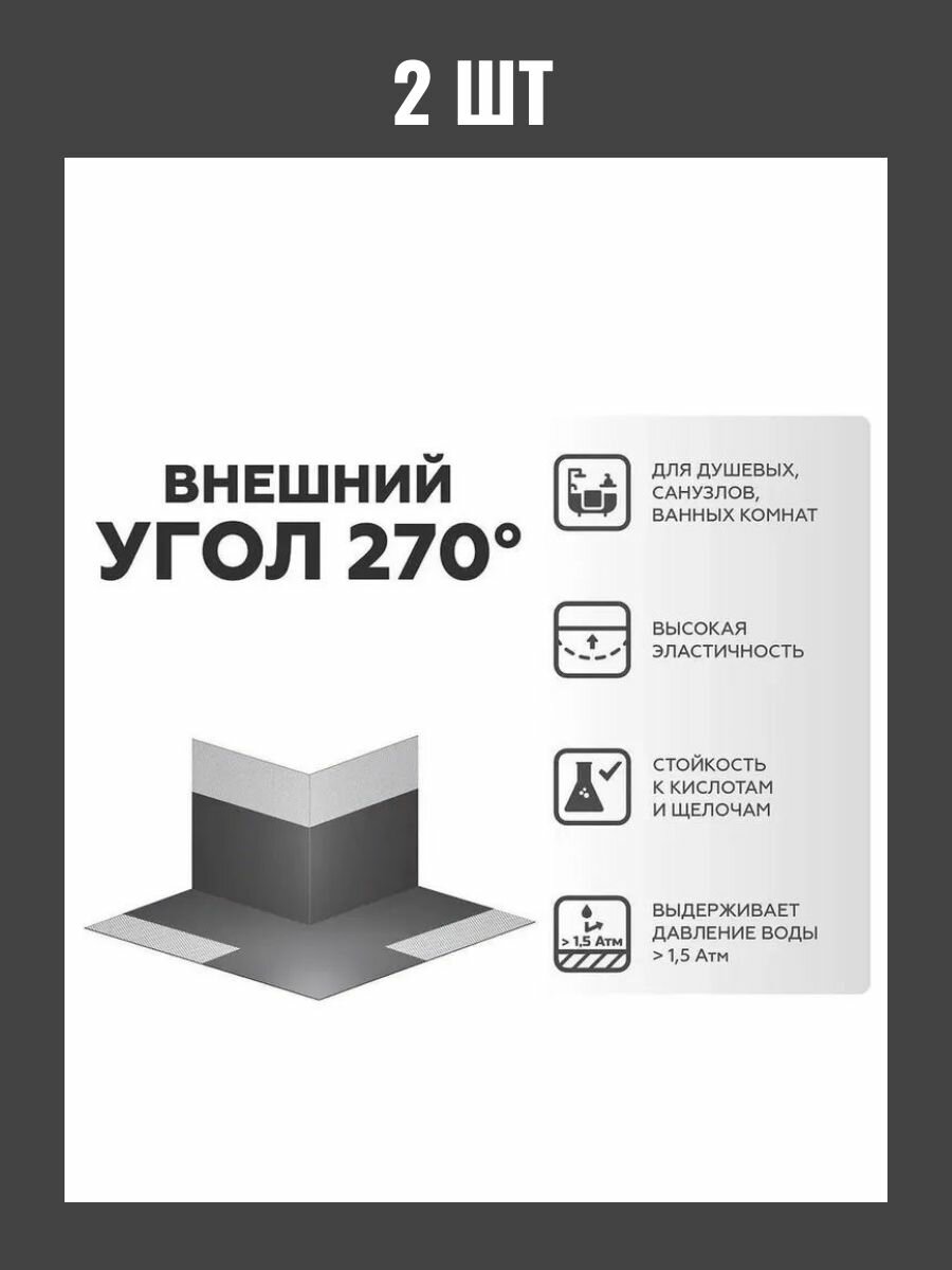 PLITONIT Гидроизоляционный угол (2 шт в упаковке) внешний 270 гр