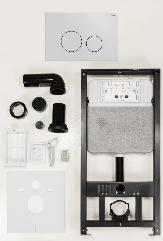 Инсталляция для унитаза Рехау Nova Orb 001 19101051001 с кнопкой смыва, белый глянец