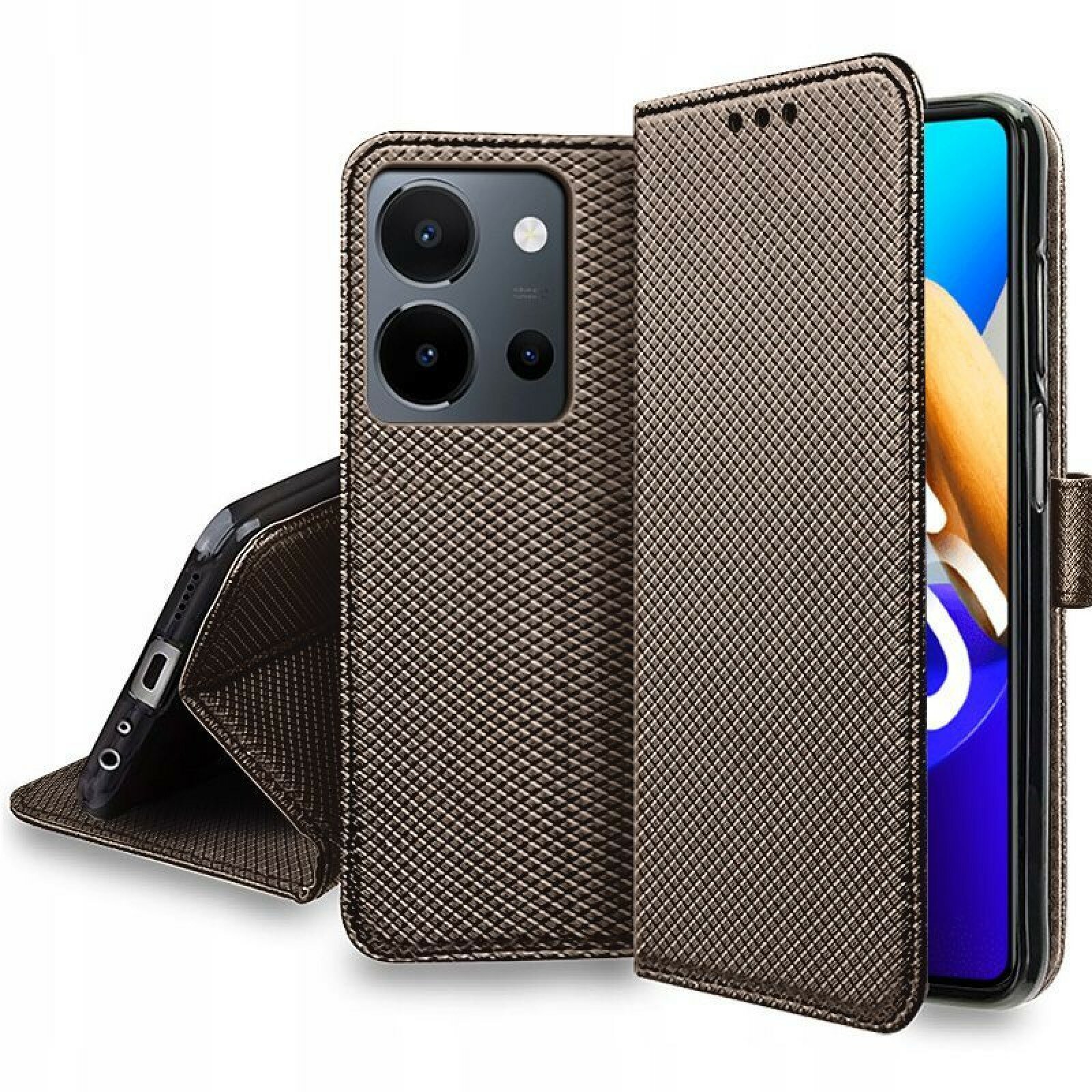 Кожаный чехол-книжка MyPads для Vivo Y36 с магнитной застежкой и подставкой