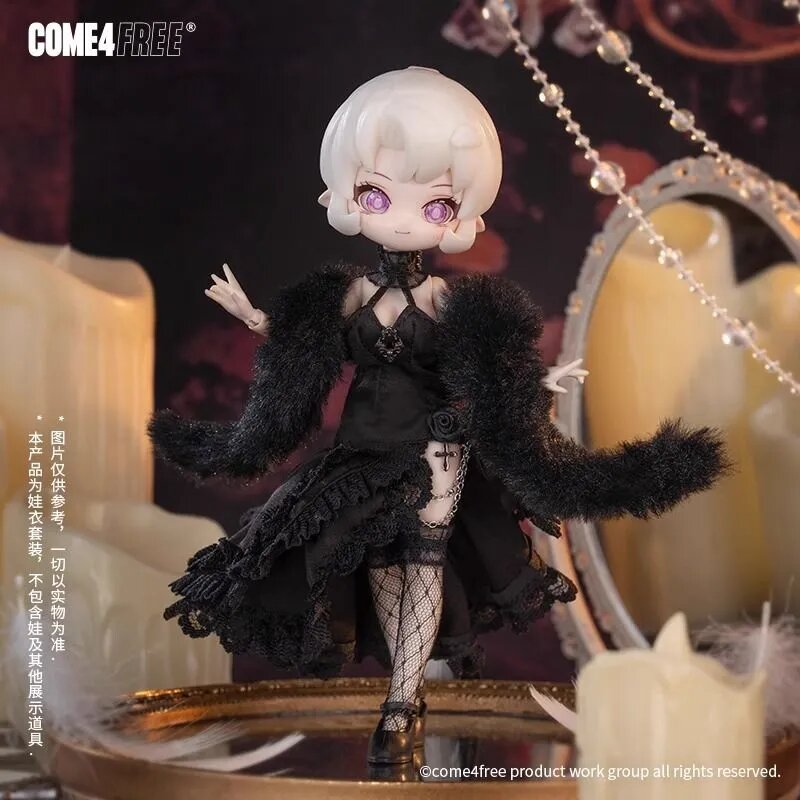 COME4FREE Серия Черный лебедь BJD Юбки для кукол Черное готическое платье куклы 1/12