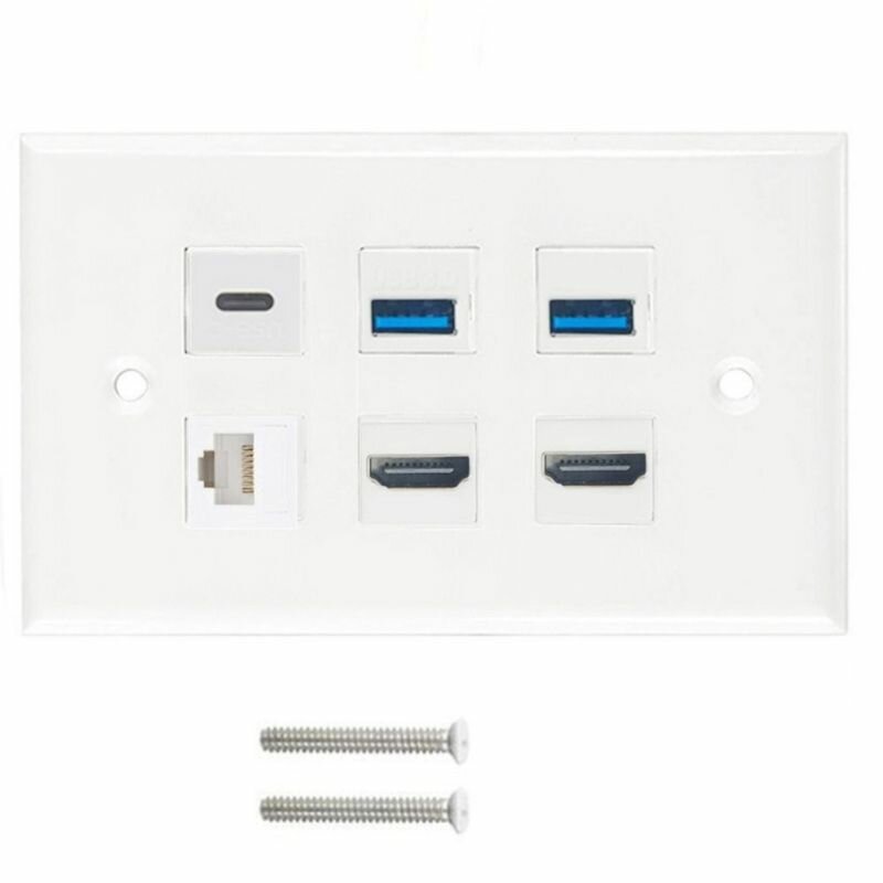 6-портовый разъем HDMI USB3 CAT6 TypeC с защелкивающейся розеткой
