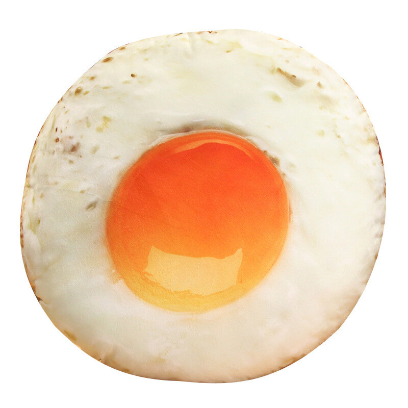 Мягкая плюшевая игрушка в виде жареного яйца – реалистичная подушка-игрушка в виде яичного желтка, имитирующая яйцо «глазунья», для дивана, кровати, сна или фотосессии.