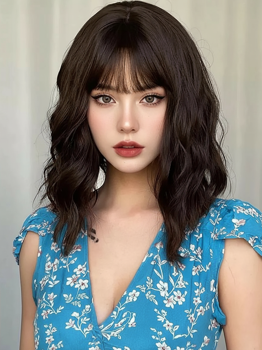 Парик каре с челкой коричневого цвета, волосы как натуральные