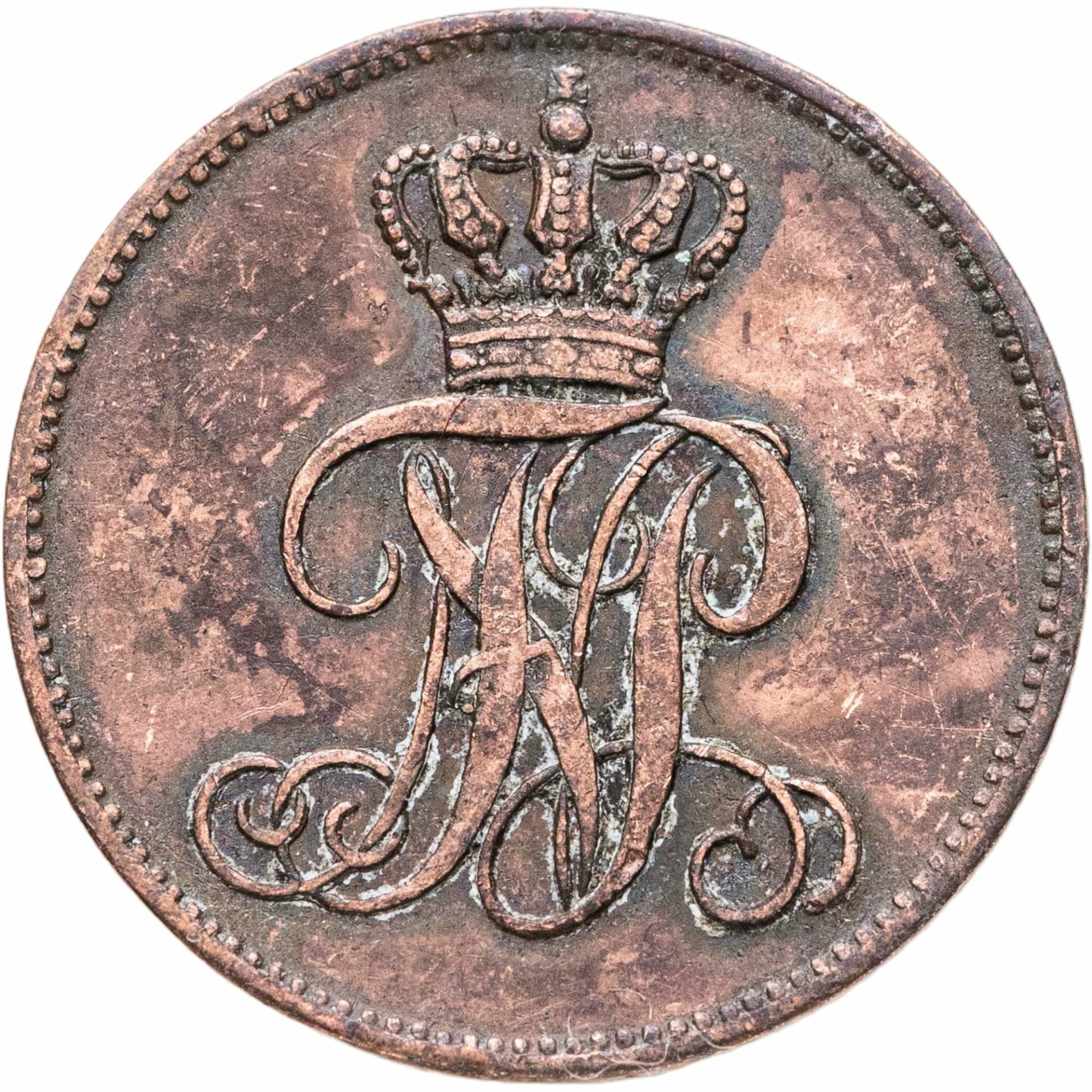 Ольденбург 1/2 гротена 1856, Медь, в сохранности VF-XF