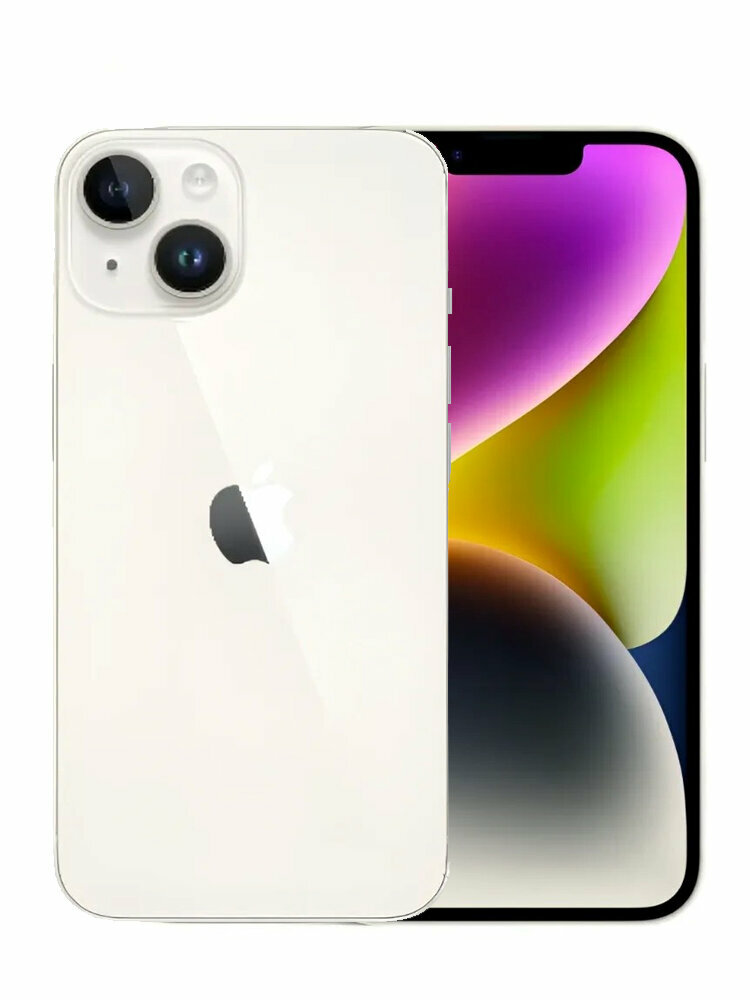 Смартфон Apple iPhone 14 128 ГБ, мощный процессор A15, камера pro ночью, экран OLED 6.1", белый（white）