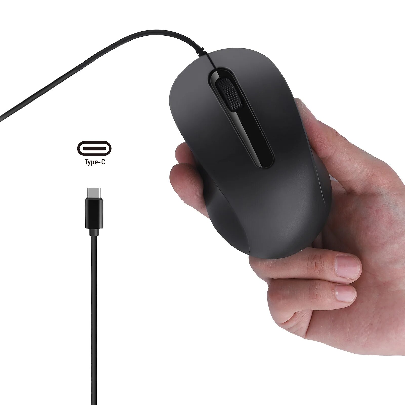 Проводная мышь YOCUNKER черная, USB-C