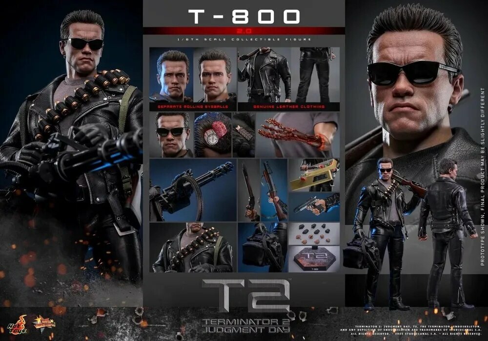 Фигурка Hot Toys Terminator 2 Judgment Day T800 (2.0) Arnold Schwarzenegger MMS795 1/6 Action Figure