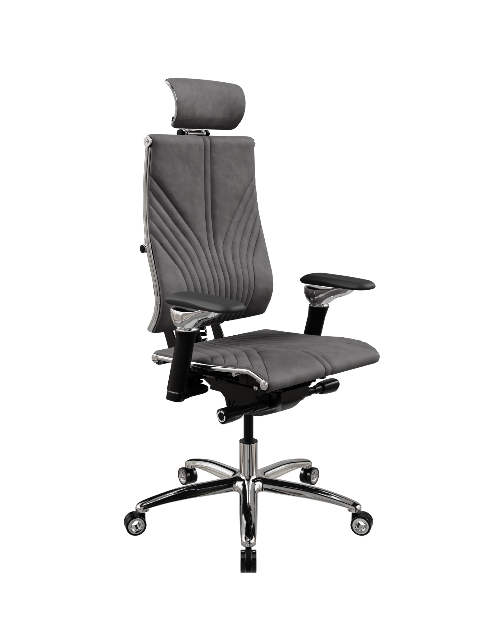 Кресло эргономичное Yoga Spine F 4F Gray Velour Max 6D\литое пятилучие