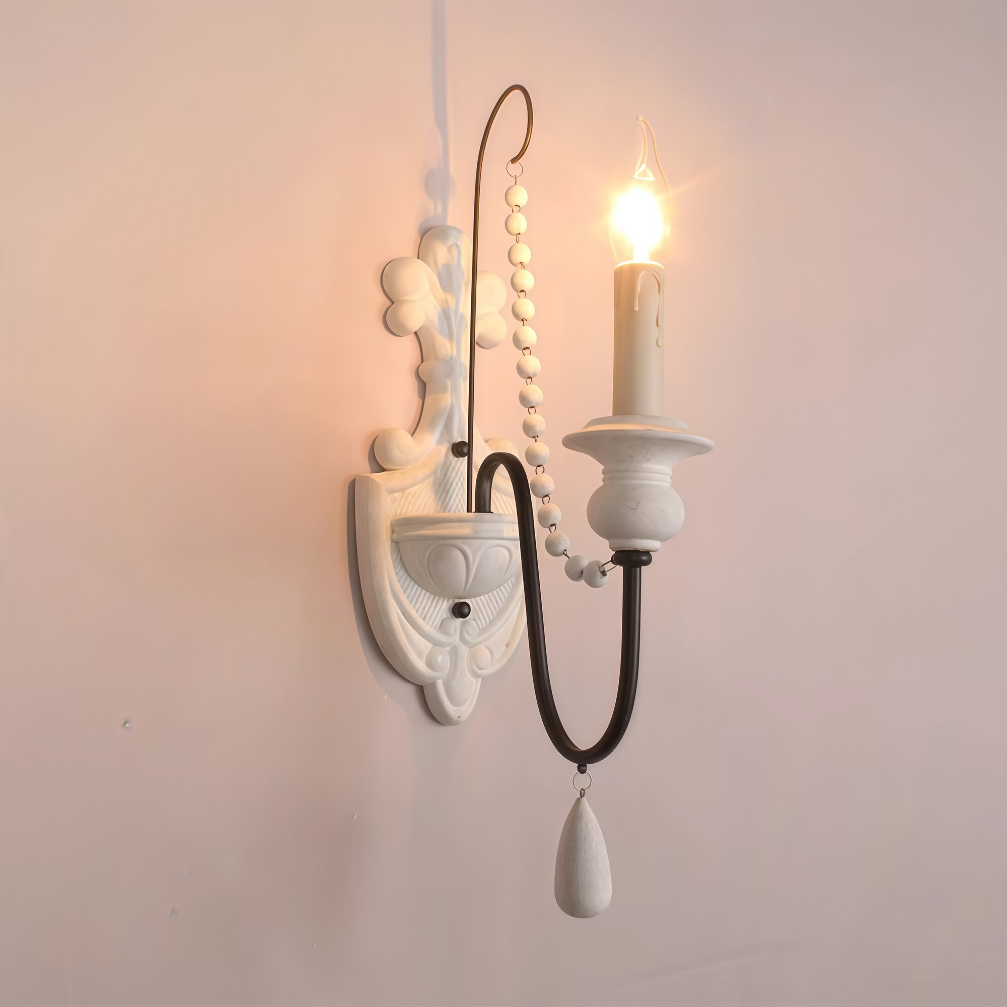 Бра Clear Lighting, E14, мощность 40Вт, механическое управление, Одиночная головка, ретро-белый