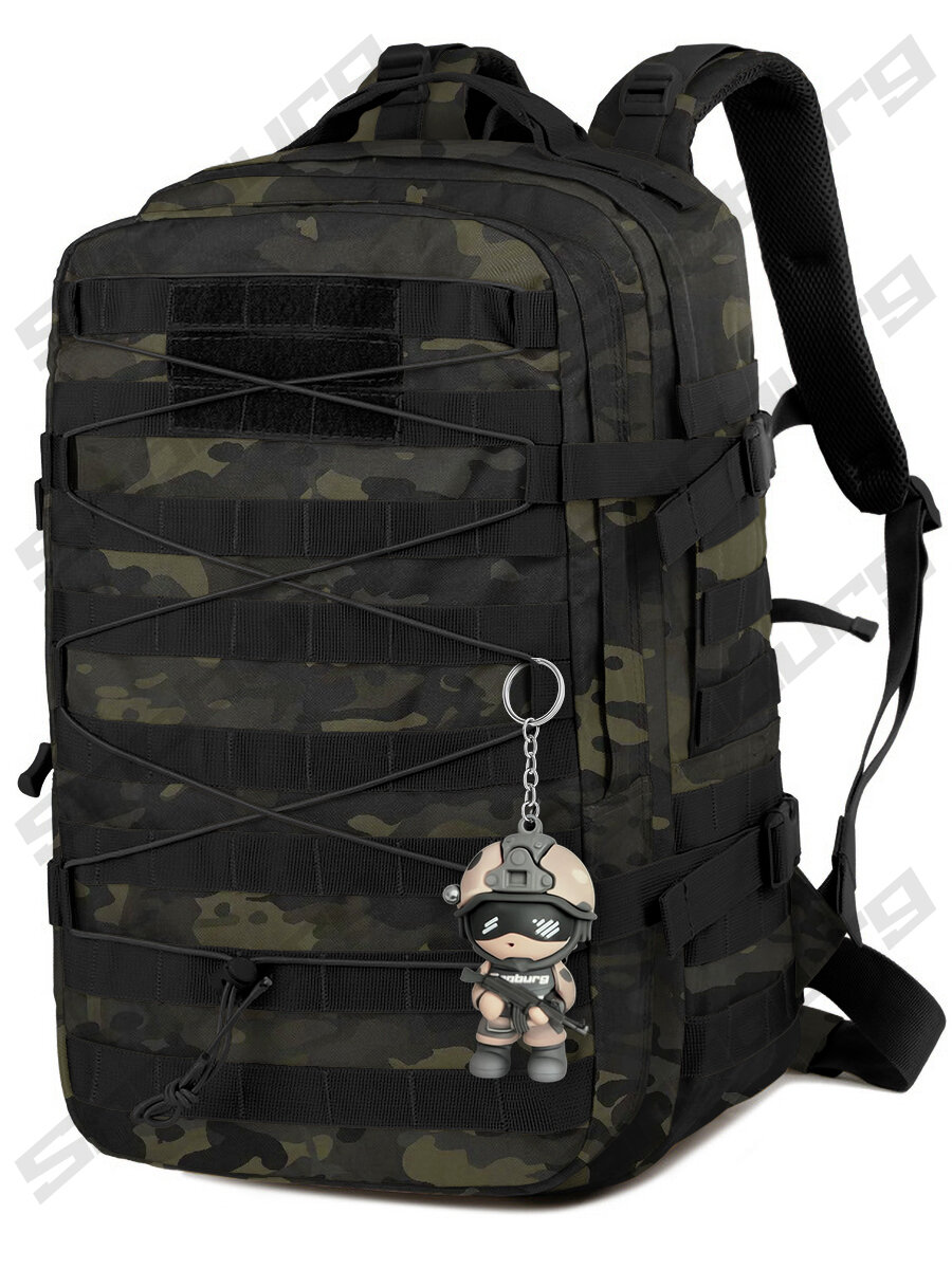 Рюкзак мужской тактический военный, водонепроницаемый, 30 литров черный камуфляж