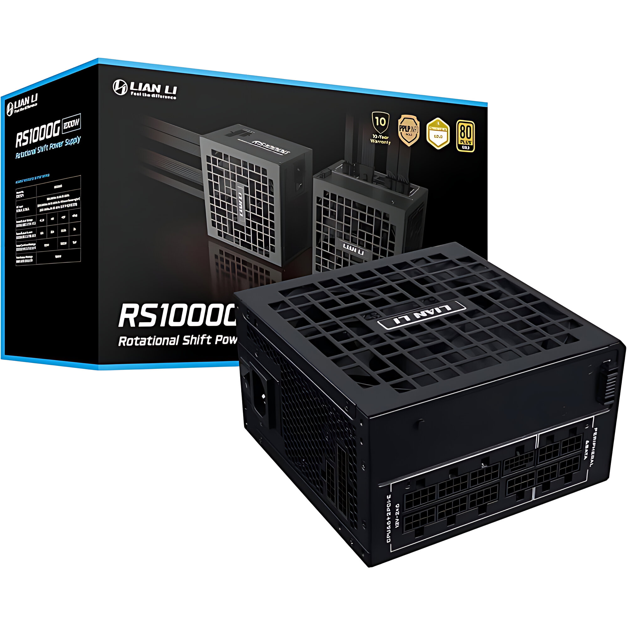 Блок питания Lian Li 1000W RS1000G Black, модульный, 16 Pin PCIe 5.1, USB HUB, 80 PLUS Gold (G9P.RS1000G.BH00.RU)