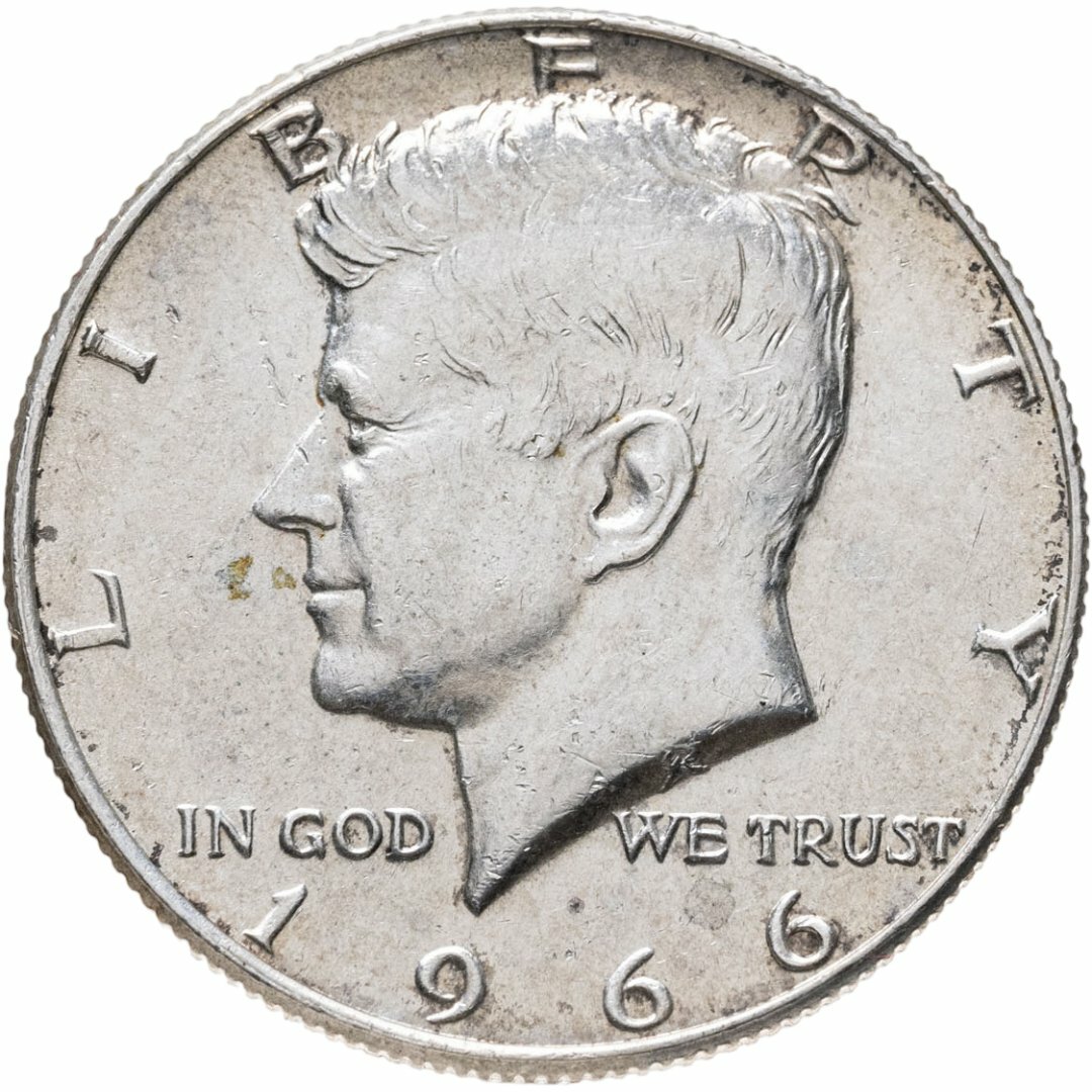 США 50 центов 1/2 доллара, half dollar 1966 Kennedy Half Dollar Кеннеди, Серебро 400, в сохранности AU